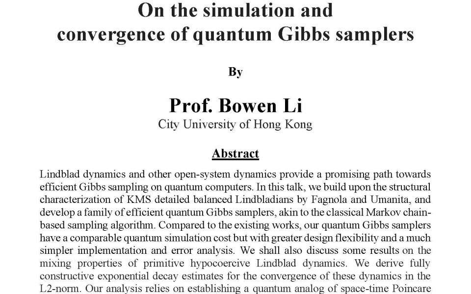 Department of Mathematics - Seminar on Applied Mathematics - On the simulation and convergence ...